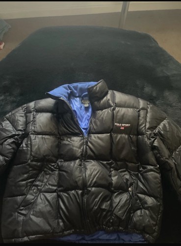 Polo Sport Ralph Lauren Black Puffer Jacket Full Zip Pockets Logo L | eBay