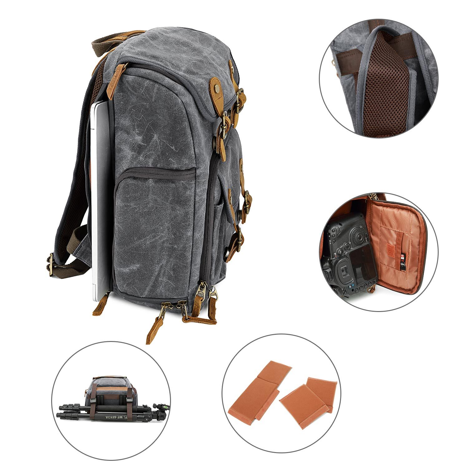 Camera Backpack Shoulder Bag Waterproof Case for Canon Nikon Sony DSLR ...