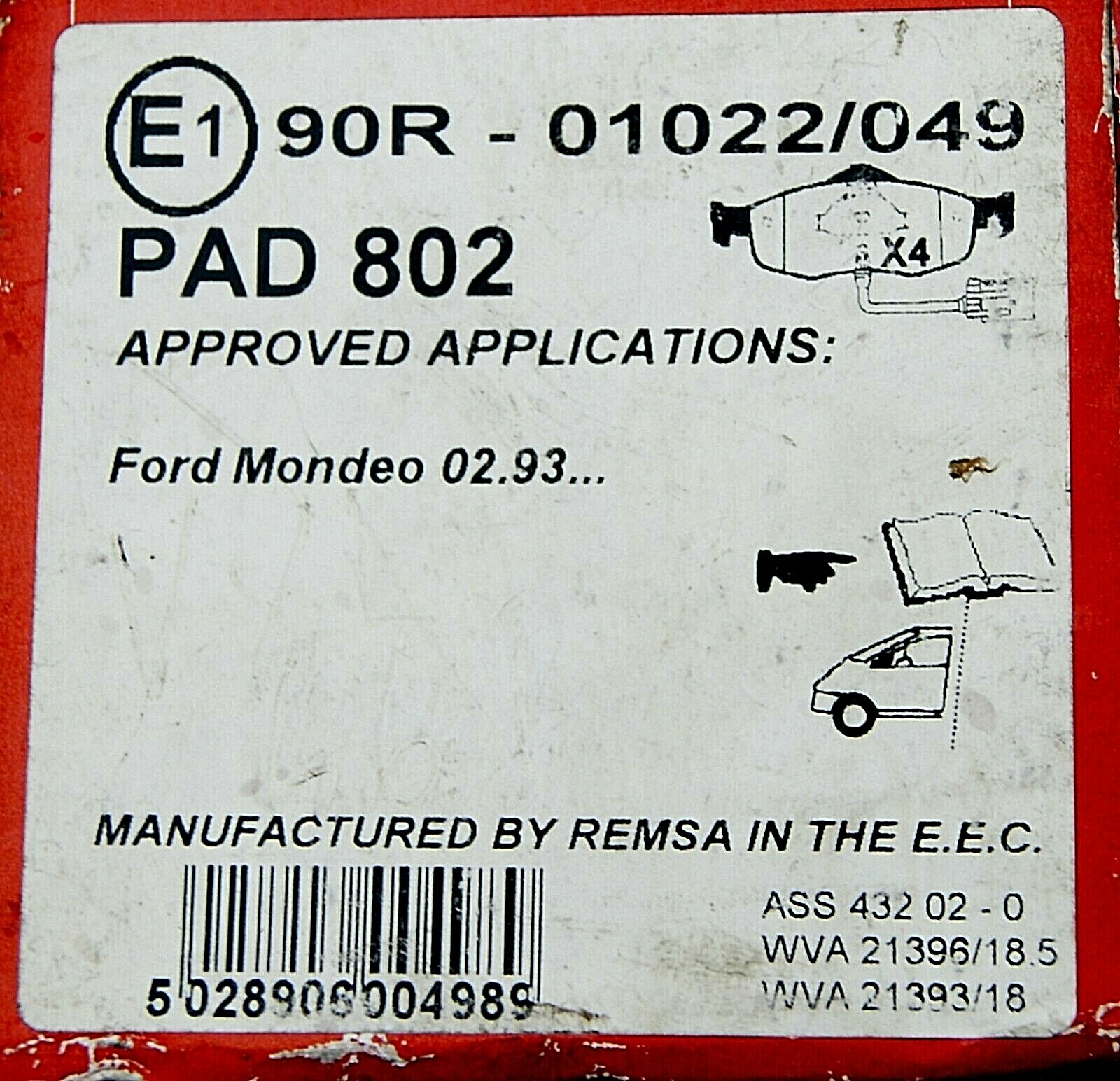 FORD Granada MK3 Cougar Mondeo Scorpio FRONT DISC PAD SET APEC PAD 802 ...