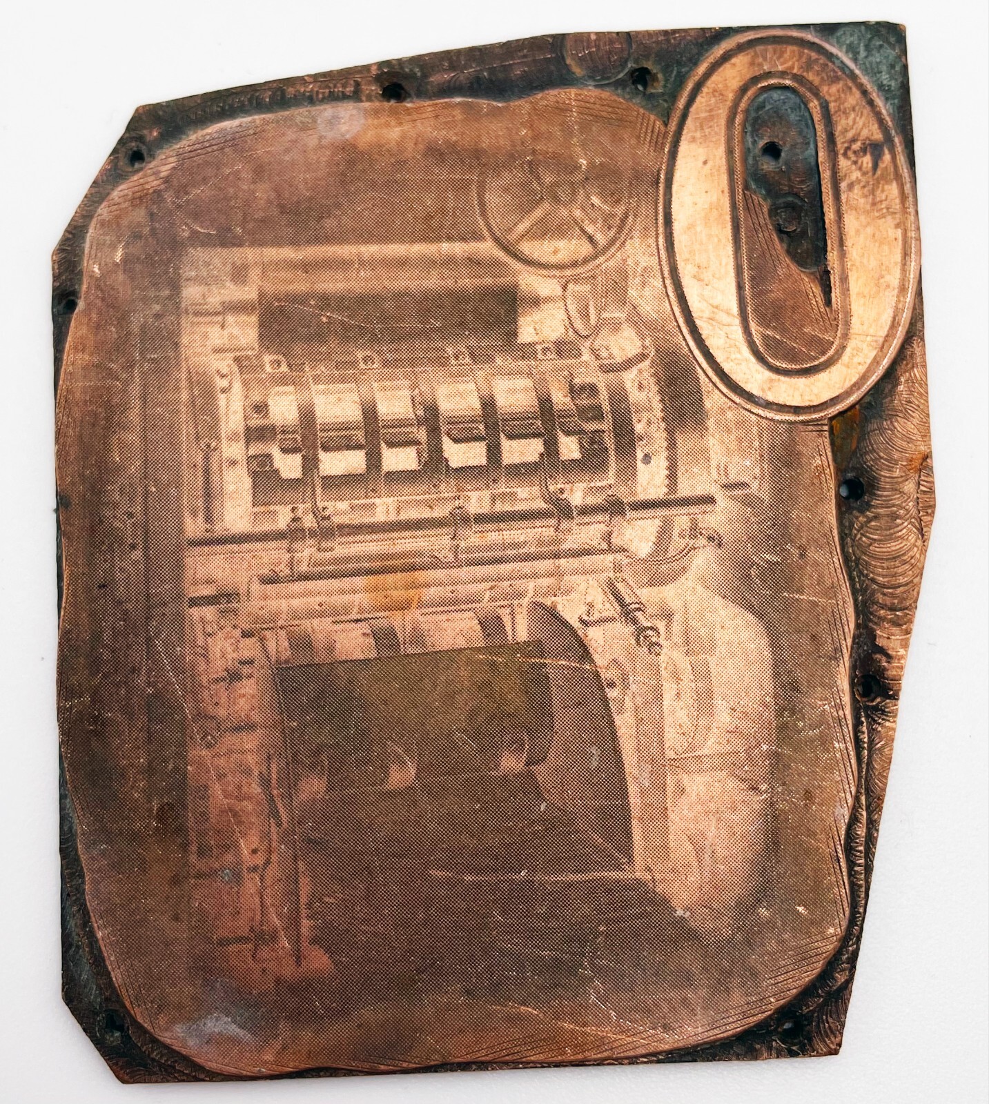 VTG Copper Printing Press Machine Plate Letter O Machinery Steampunk 2. ...