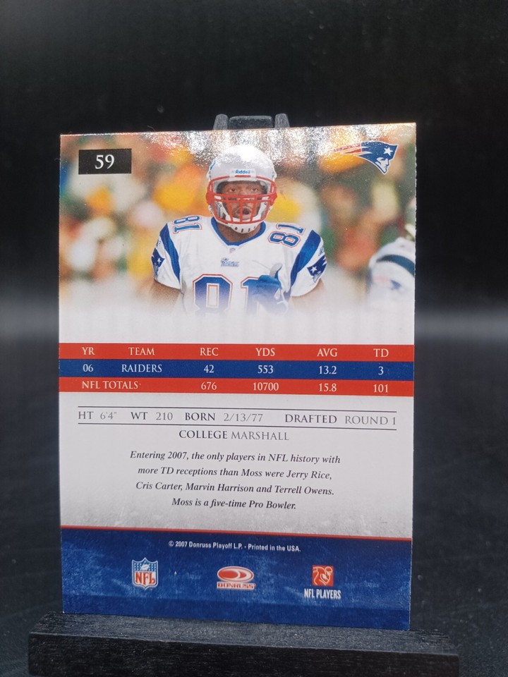 2007 Randy Moss Donruss Gridiron Gear Football Card #59 | eBay