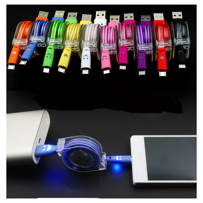 Retractable Glow LED USB Sync&Charger Cable Light-up USB Cable Glow For ...