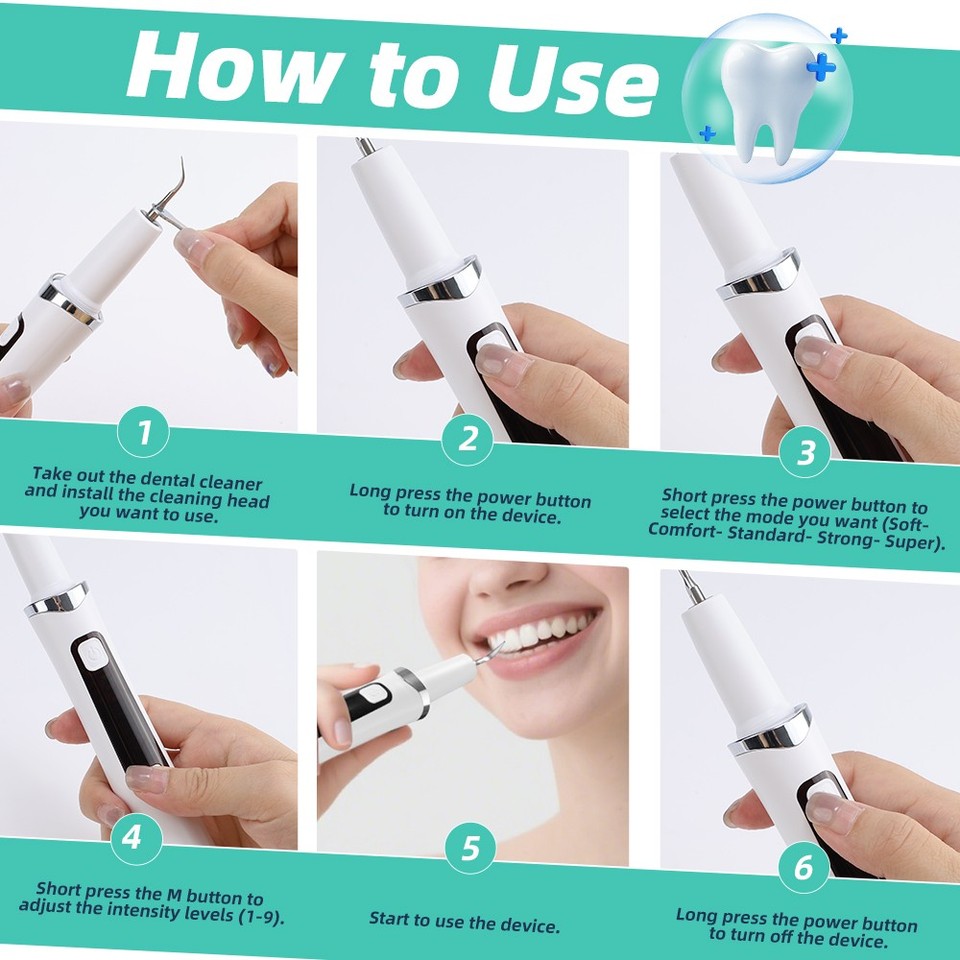 Ultrasonic Tooth Cleaner for Teeth - Electric Plaque Tartar Remover ...