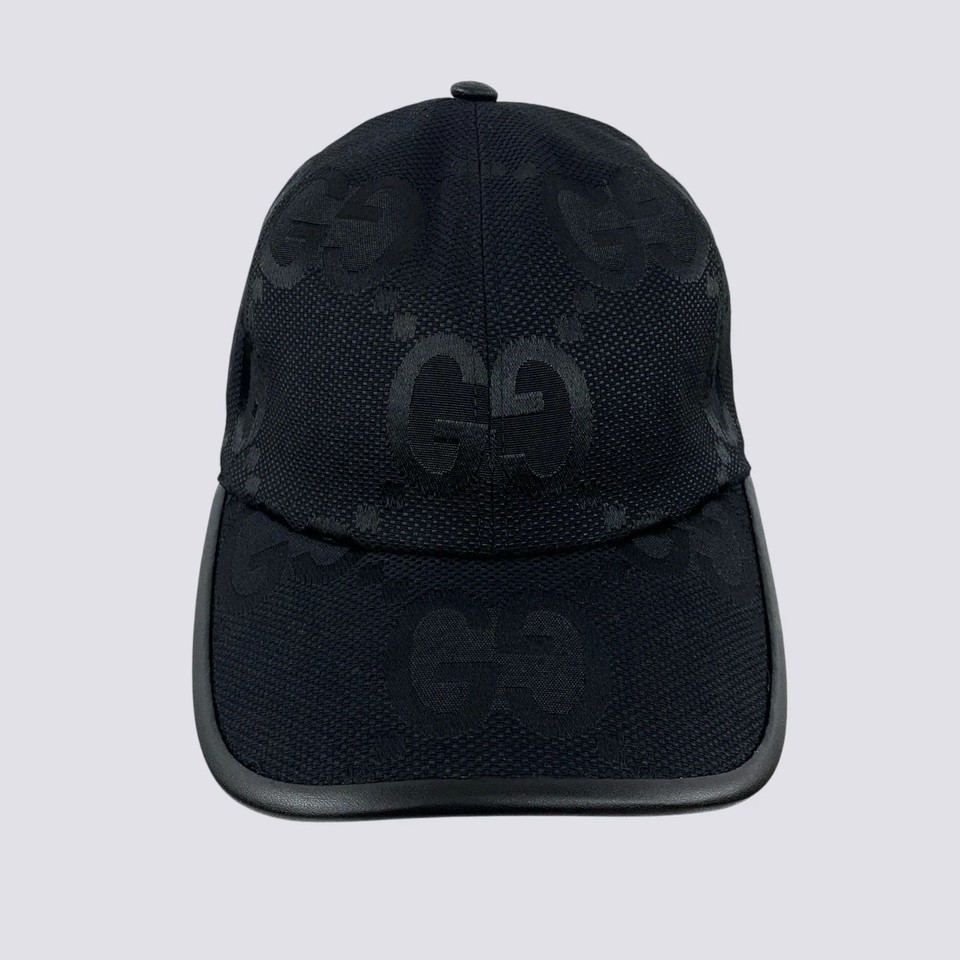 Gucci GG Monogram Jumbo Jacquard Canvas Baseball Cap Hat Black Size M ...