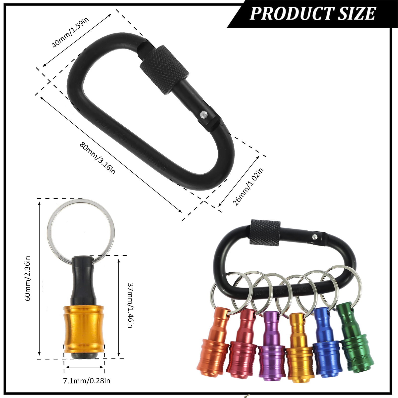 Drill Bit Holder Aluminum Alloy 1/4" Hex Shank Drill Bit Keychain ...