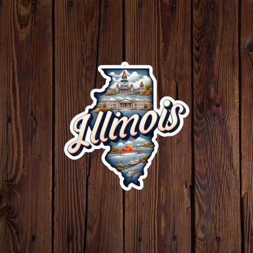 Illinois sticker vinyl decal American flag state outline novelty laptop ...