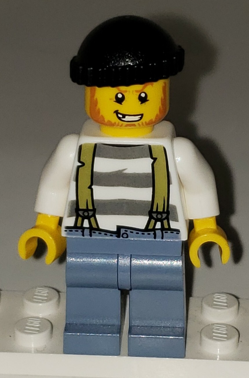 Lego Swamp Police Crook Minifigure W/ Knit Cap Beard Striped Shirt ...