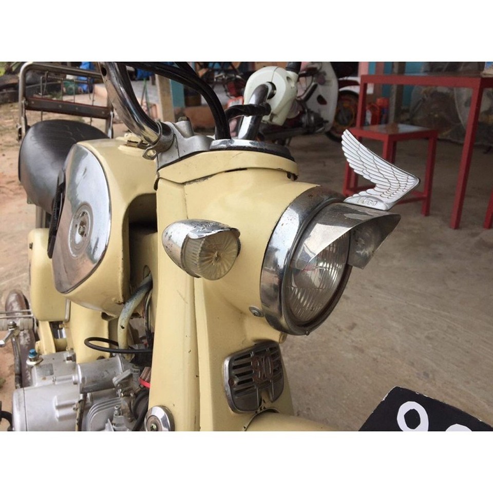 Headlight Cap Chrome Visor Wing Emblem Badge For Honda Super Cub C50 ...