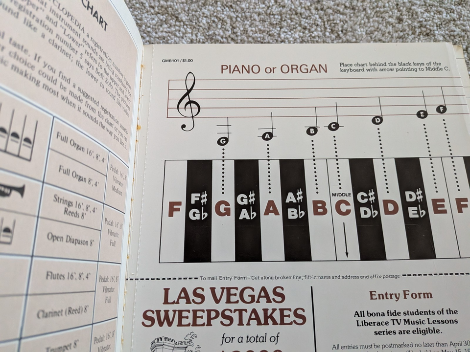 1977 LIBERACE Deluxe Big Note Song Book Organ Piano Chord Organ Guitar ...