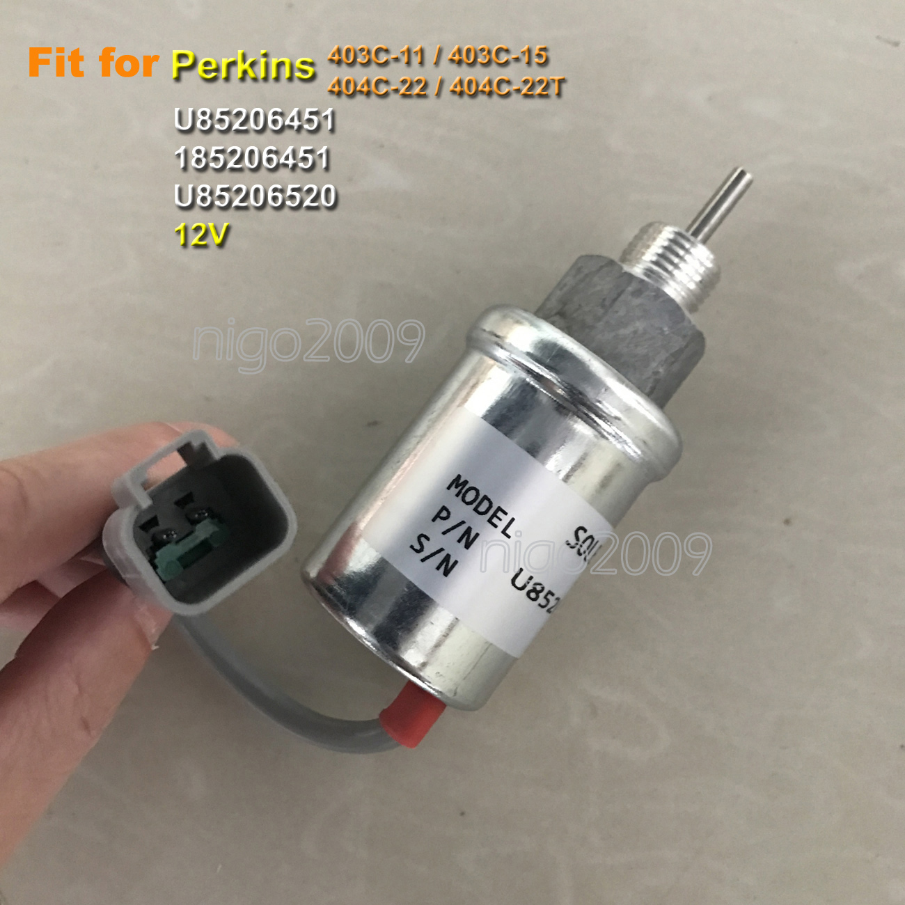 U85206451 12V Shutoff Solenoid Valve 185206451 for Perkins 8000 8008 ...