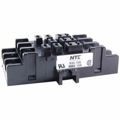 NTE R95-105, 11 Pin (0.187" Blade) Square Base Relay Socket ~ Surface ...