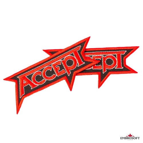 ACCEPT Logo Patch, Heavy Rock Band Red Emblem, Embroidered Iron On (5 ...