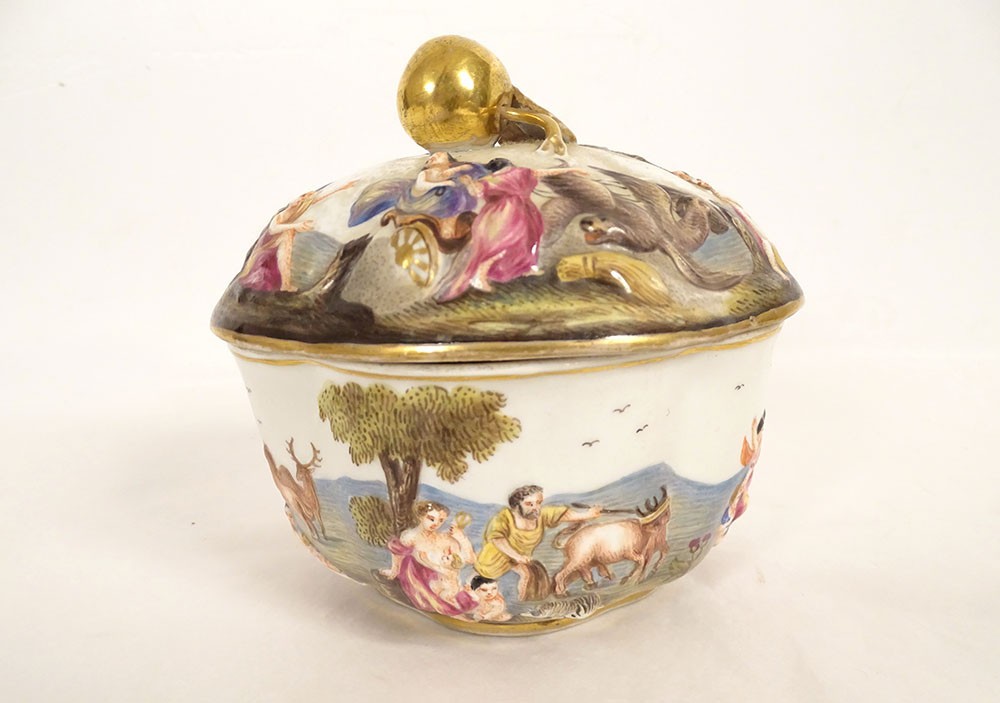 Caja Azucarera Porcelana Capodimonte Mitología Venus Baco Ovidio Siglo ...
