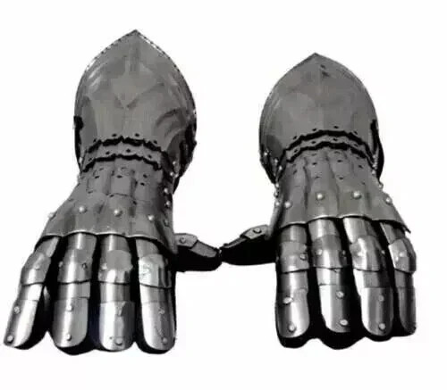 18GA Steel Medieval Knight LateeGothic Fingers Gauntlets Armor Gloves ...