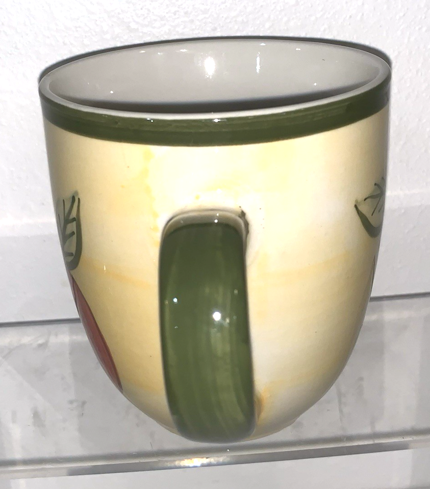 Thomson Pottery Hand Painted Harvest Coffee Mugs Fruits Apple Grapes ...