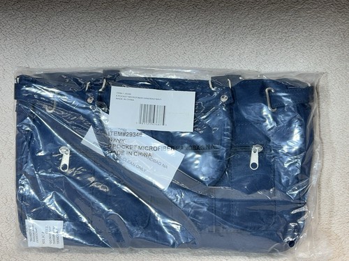 6 Pocket Insulated Microfiber Handbag Navy Blue Dual Top Pocket Zip ...