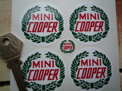 MINI COOPER Garland Wheel Centre Style STICKERS 44mm Set of 4 BL Rover ...