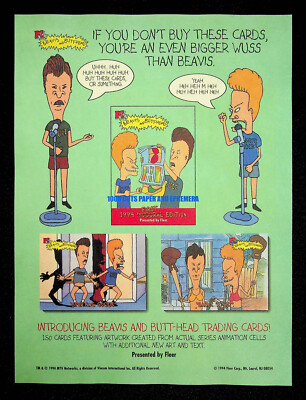 Beavis and Butt-Head TCG Cards Fleer 1994 Trade Print Magazine Ad ...