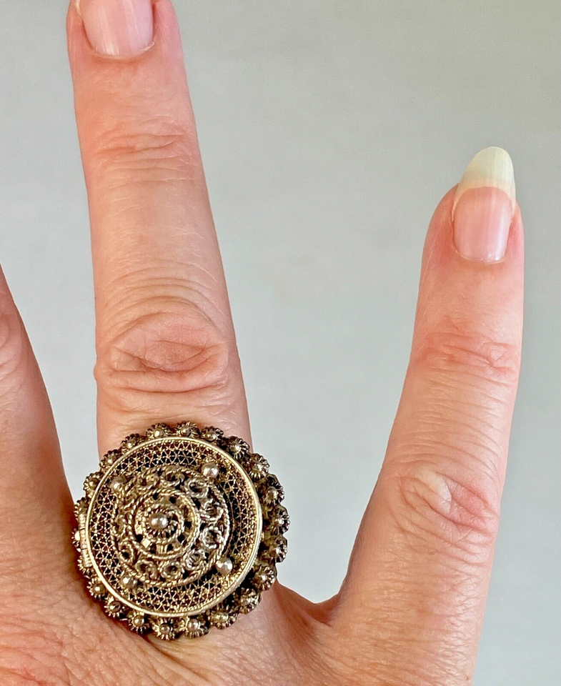 Vintage or Antique Etruscan Byzantine Ottoman filligree silver poison ...