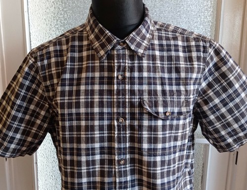 Fat Face Mens Black & White Plaid Casual Short Sleeve Shirt Size L ...