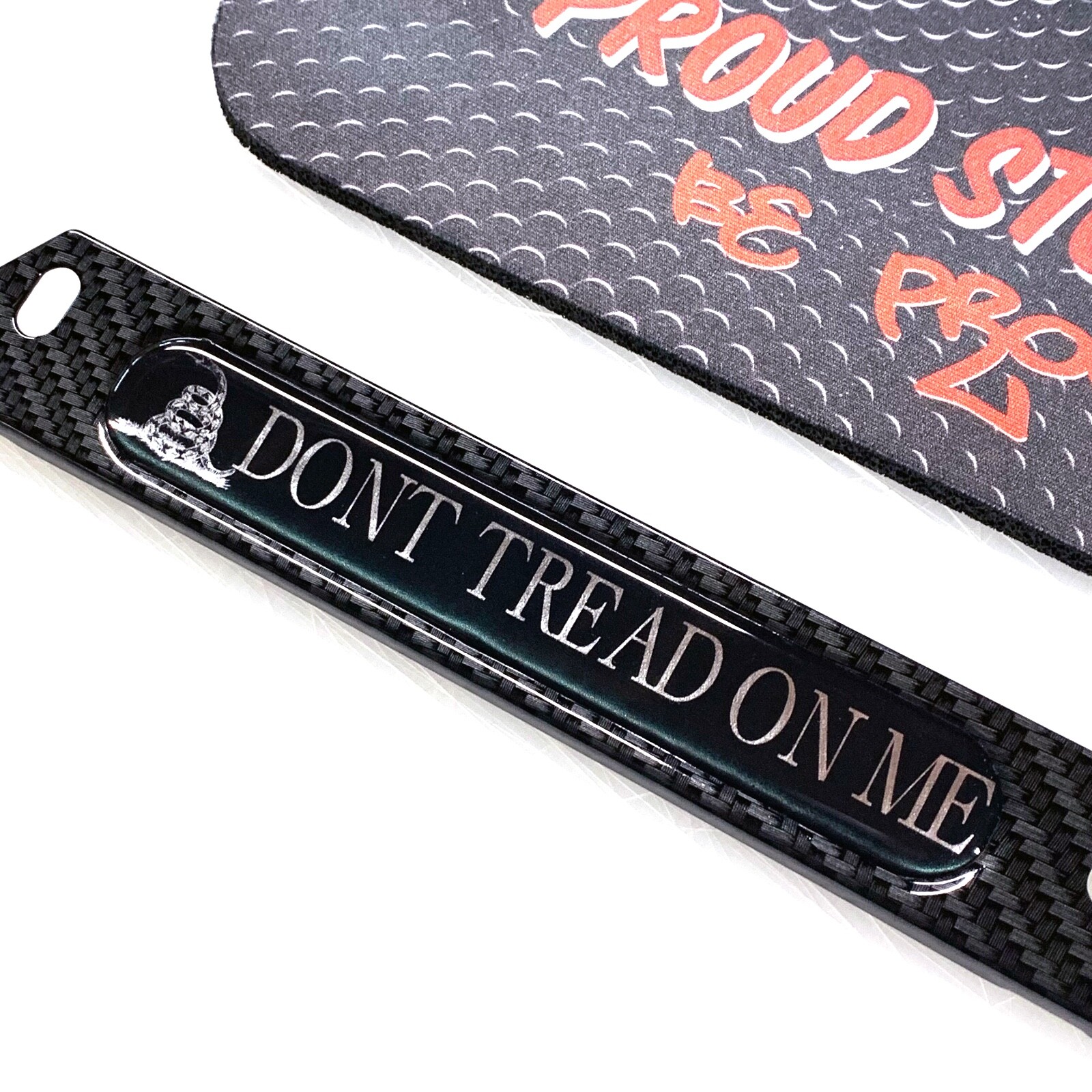 Dont Tread On Me Domed Metallic CARBON License Plate Frame -US Size ...