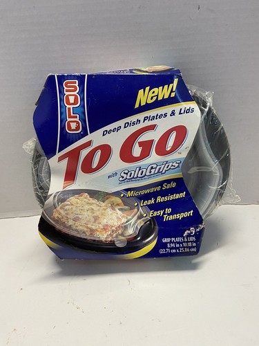 NIP 5 SOLO SOLOGRIPS DEEP DISH PLATES & LIDS STORE MICROWAVE SERVE ON ...
