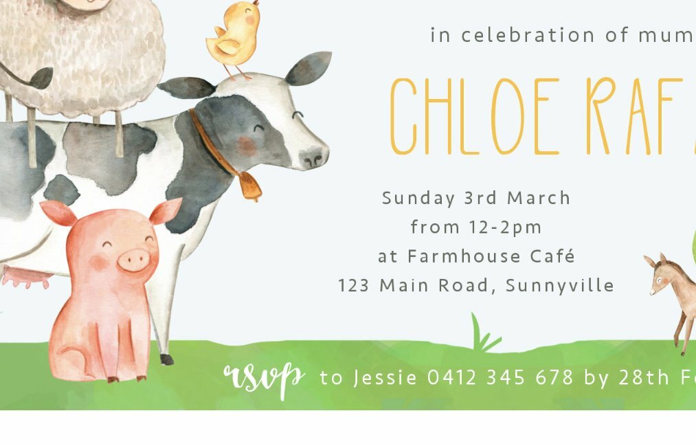 Farm Animals Baby Shower Card