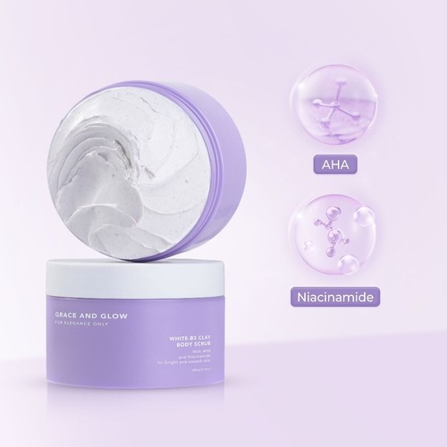 Grace & Glow White-B3 Clay Body Scrub 220g - Smooth Skin with AHA ...