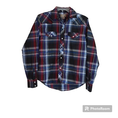 Cowboy Legend Window Black Red Plaid Pearl Snap Button Western Boys ...