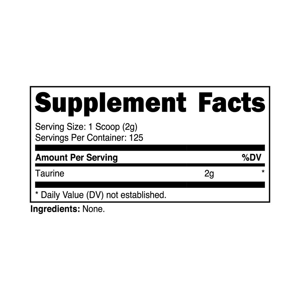 Nutricost Taurine Powder 250 Grams - 125 Servings, 2000mg Per Serving ...