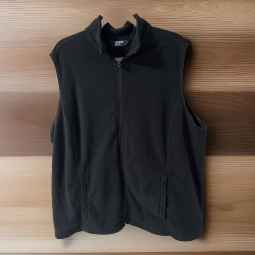 Lands End Vest Mens Size 2XL OEKO-TEX Standard 100 Navy Fleece Full Zip ...