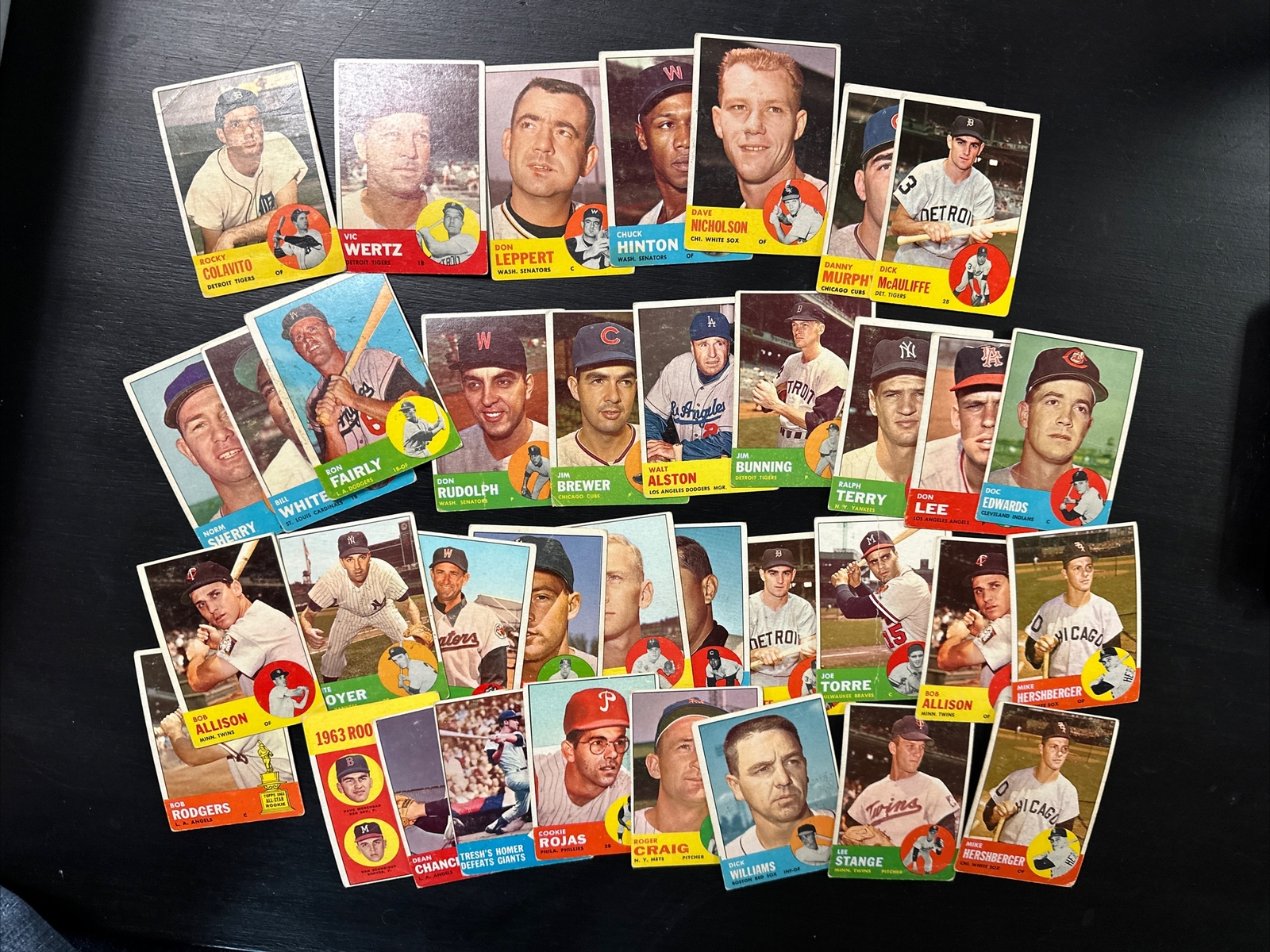 1963 Topps Baseball Card Lot 35+ Bunning Alston Colavito Tresh Off ...