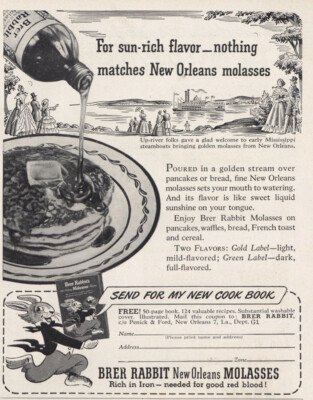 1948 Brer Rabbit Molasses: Nothing Matches New Orleans Vintage Print Ad ...