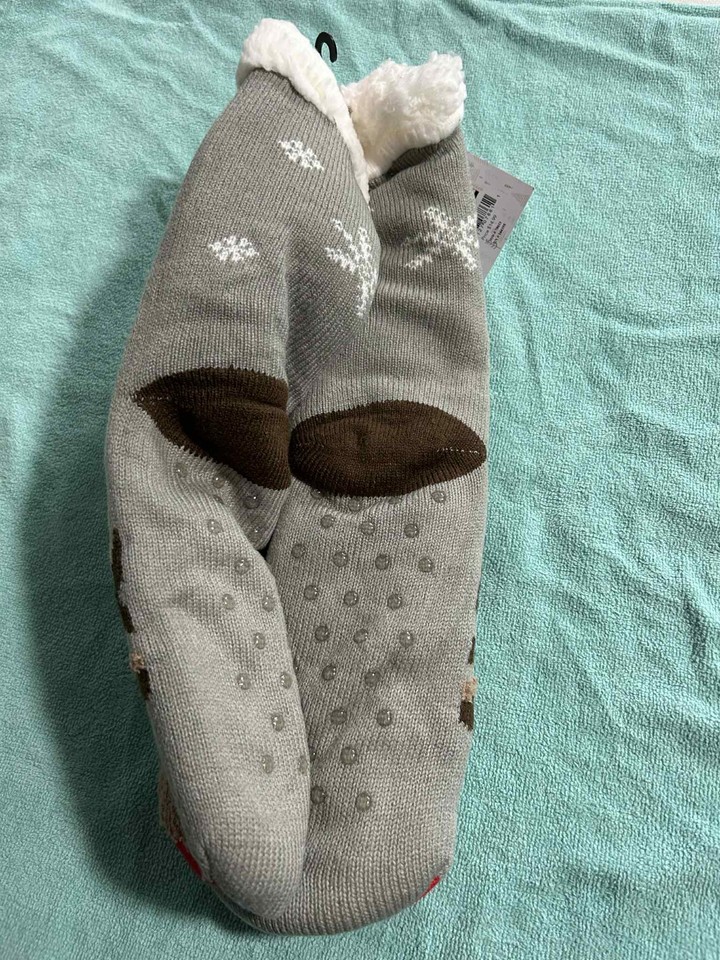 Ladies Sherpa Cabin Sock Cozy Hub White/Grey Size 9-11 | eBay