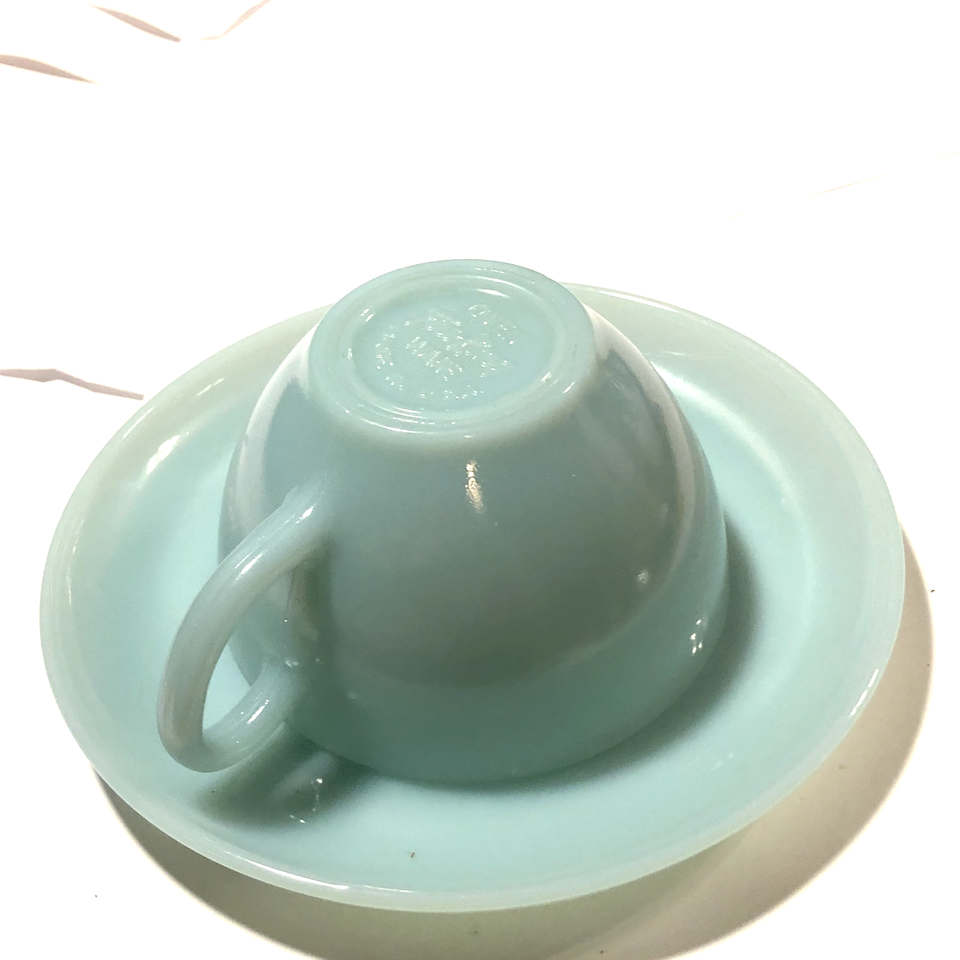 4 Vintage Anchor Hocking Fire King Turquoise Blue Coffee/Teacups ...