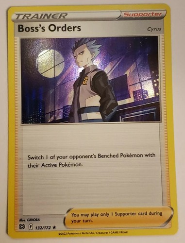 Boss's Orders (Cyrus) 132/172 Pokemon TCG Brilliant Stars Holo Rare ...