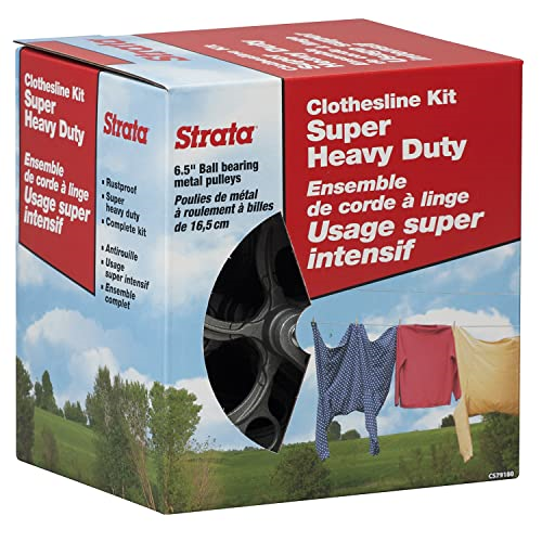 Strata Super Heavy Duty 150ft Outdoor Clothesline Kit with Pulley and ...