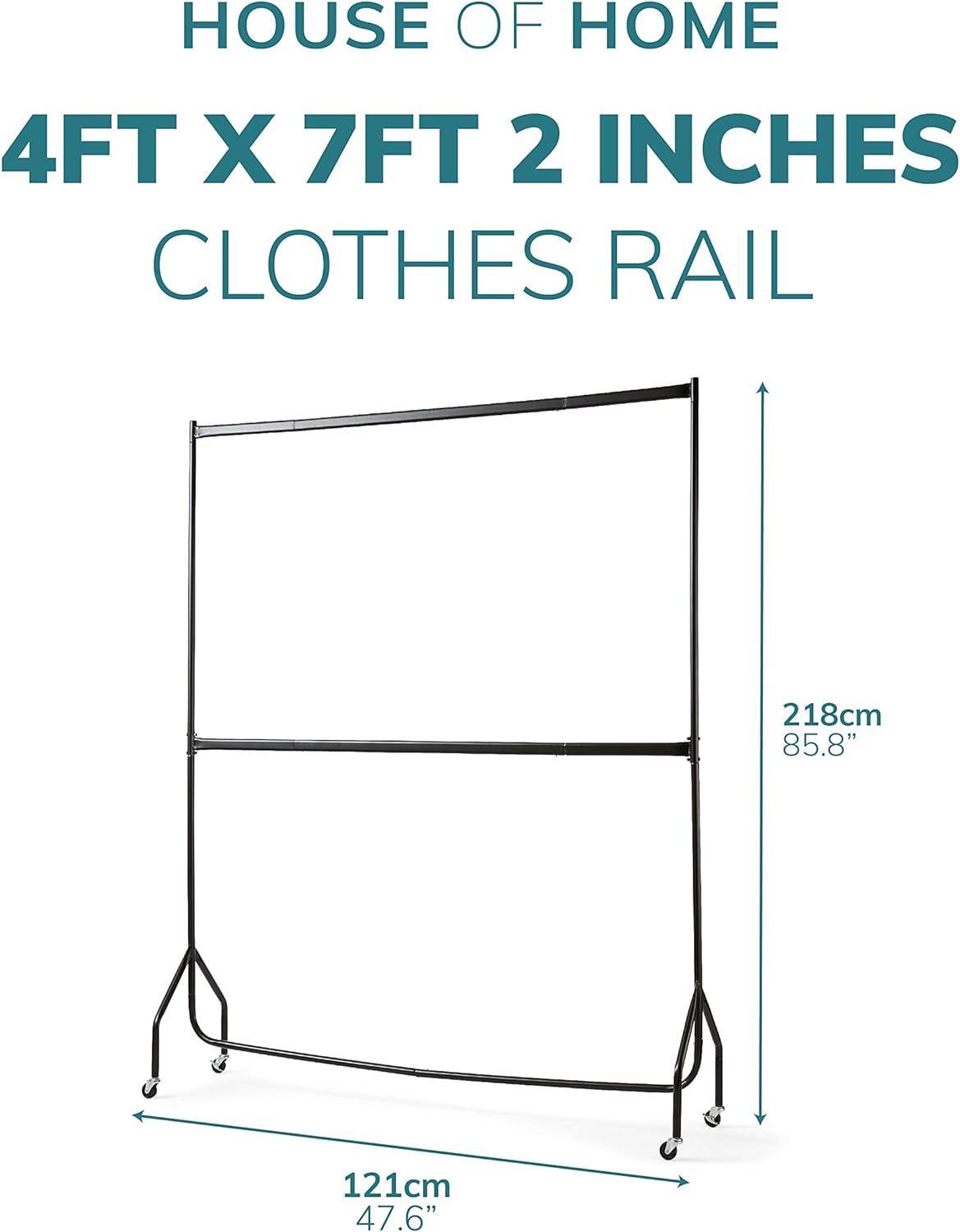 4ft long x 7ft Two Tier Heavy Duty Clothes Rail Garment Hanging Rack In ...