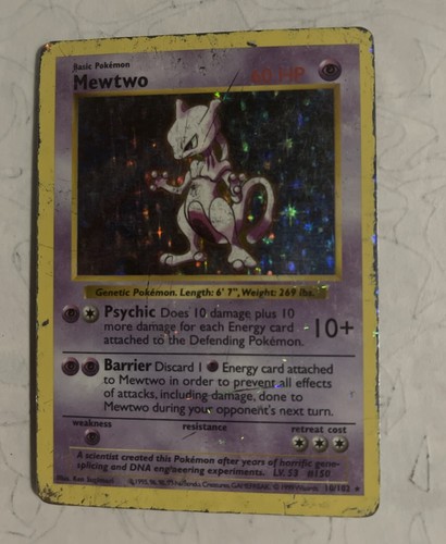 Pokémon TCG Mewtwo Shadowless Base Set 10/102 Rare Holo - Vintage USA ...