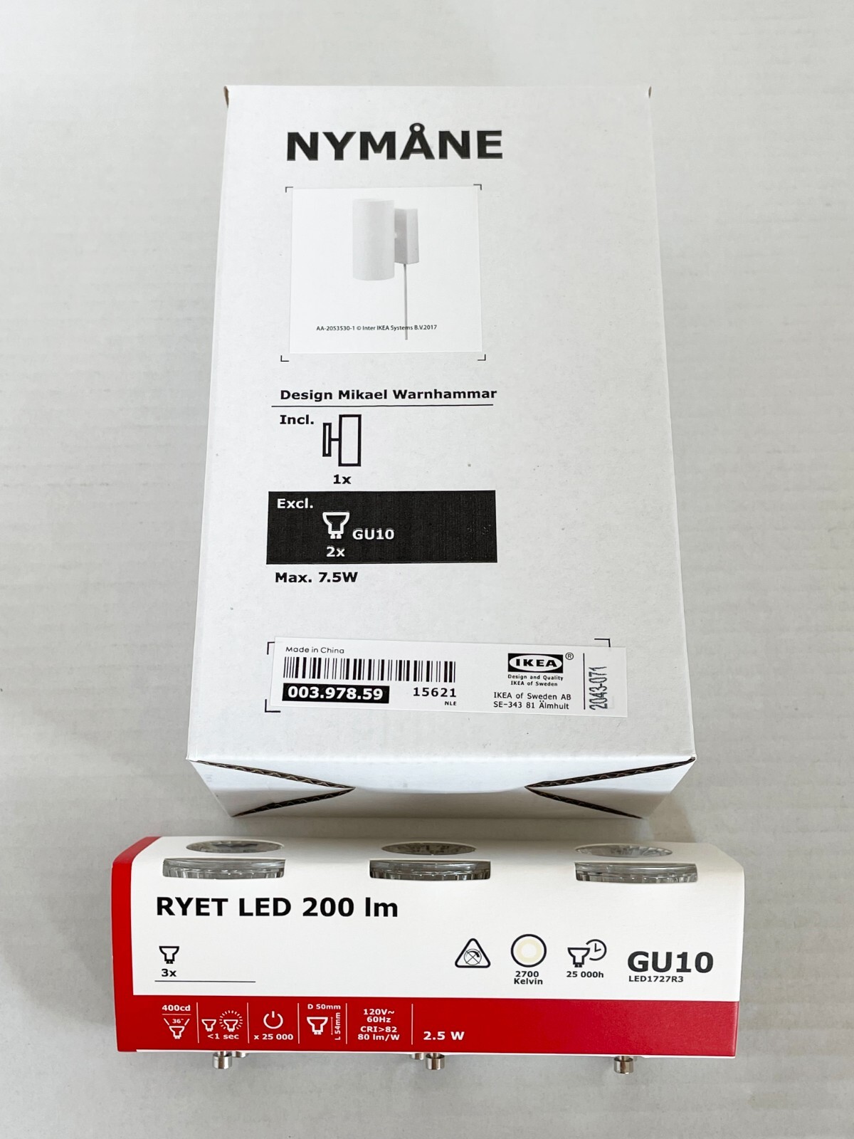 Ikea NYMANE Wall up/downlight w/ LED bulb included, white 003.978.59 ...