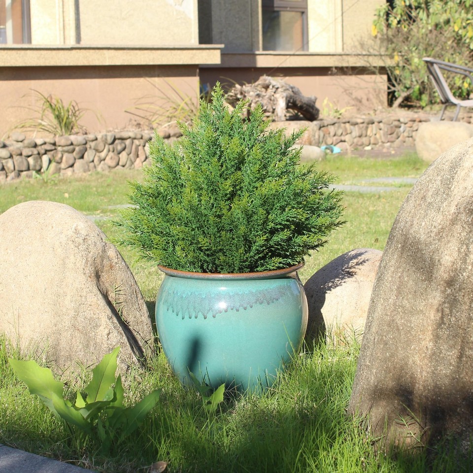 Artificial Topiary Ball Tree 19''T Faux Little Bush Ball Tree UV ...