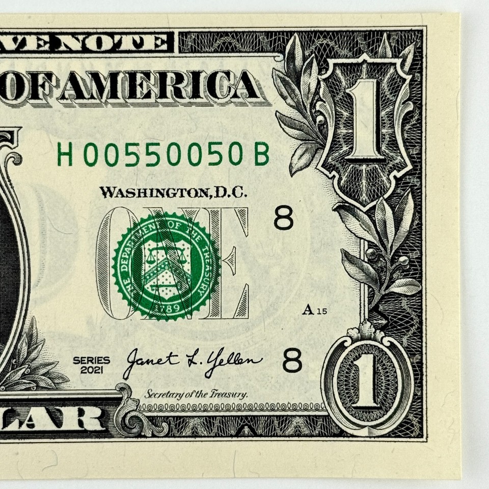 0s 5s Binary Five of a Kind 0s Uncirculated Dollar Bill Fancy Serial $1 ...