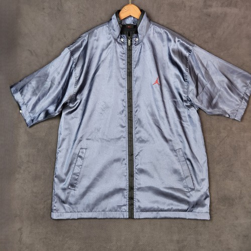 Jordan Satin Warm Up Jacket Men Large Full Zip Short Sleeve NBA Nike ...