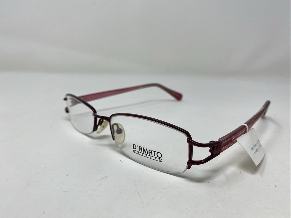 D’Amato Eyewear DW581 WIN 53-18-135 Red Wine Half Rim Metal Eyeglasses ...