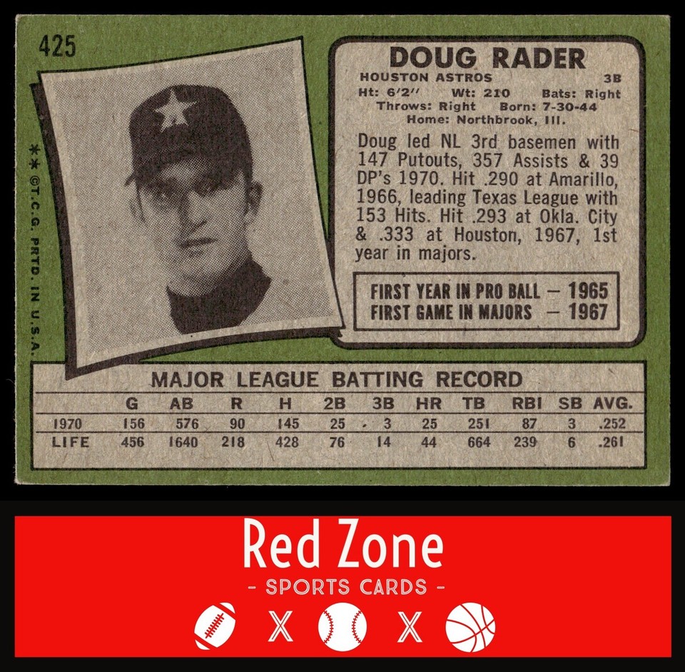 1971 Topps - #425 Doug Rader EX | eBay