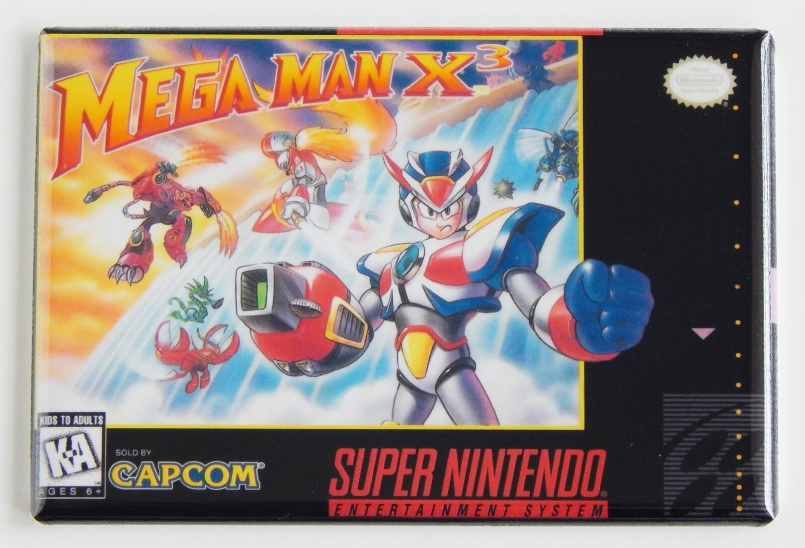 Mega Man X3 FRIDGE MAGNET video game box snes