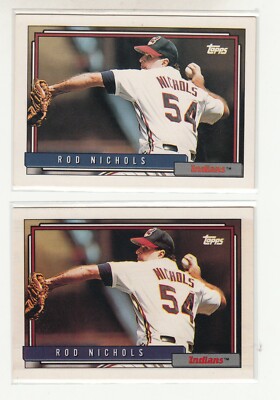 ROD NICHOLS 1992 Topps #586 Error/Variation Name Banner Blue Purple ...