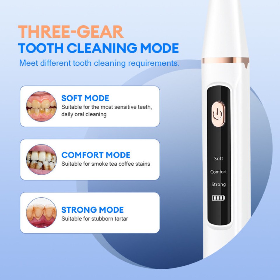 Electric Tooth Cleaner Ultrasonic Dental Scaler Tartar Plaque Calculus ...
