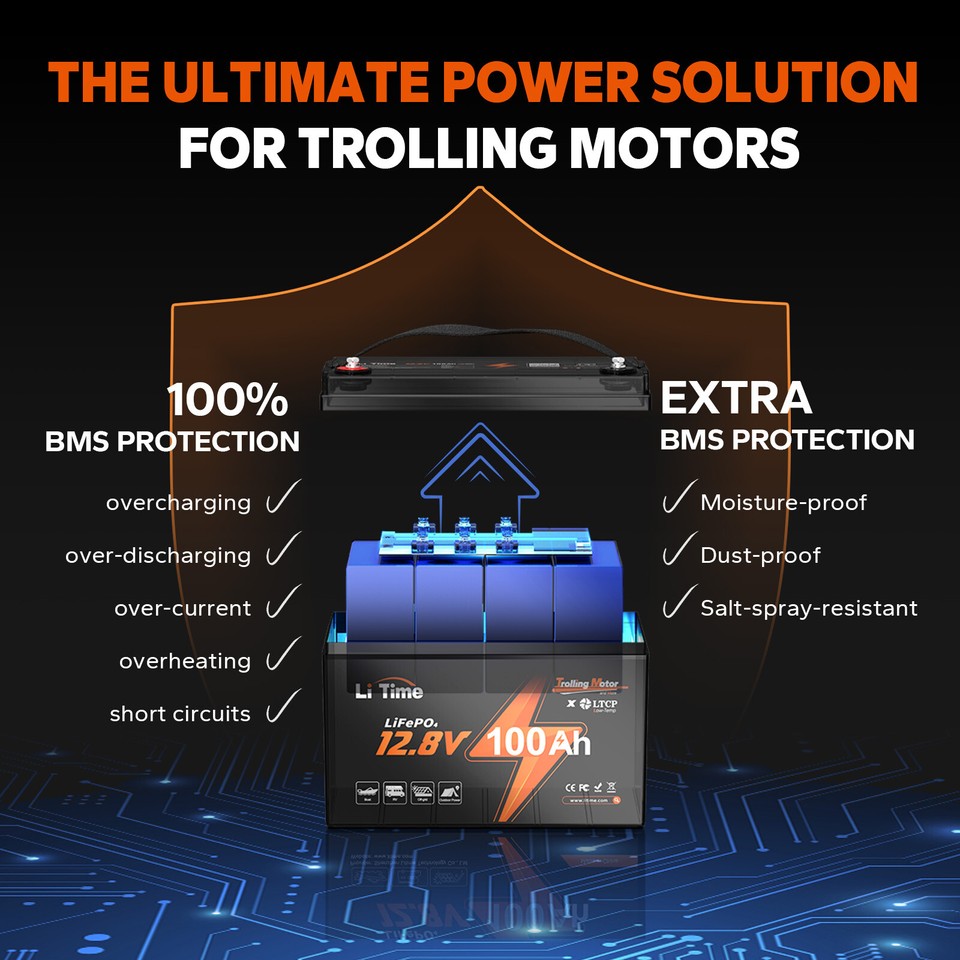 LiTime 12V 24V 36V Trolling Motor Lithium Battery LiFePO4 with BMS For ...