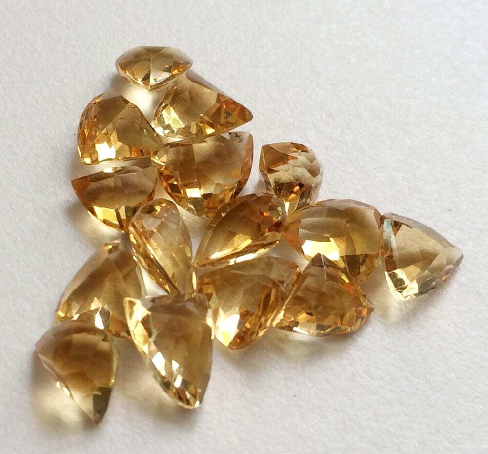 8-11mm Citrine Cut Stone, Citrine Fancy Faceted Trillion Shape, 3 Pcs ...